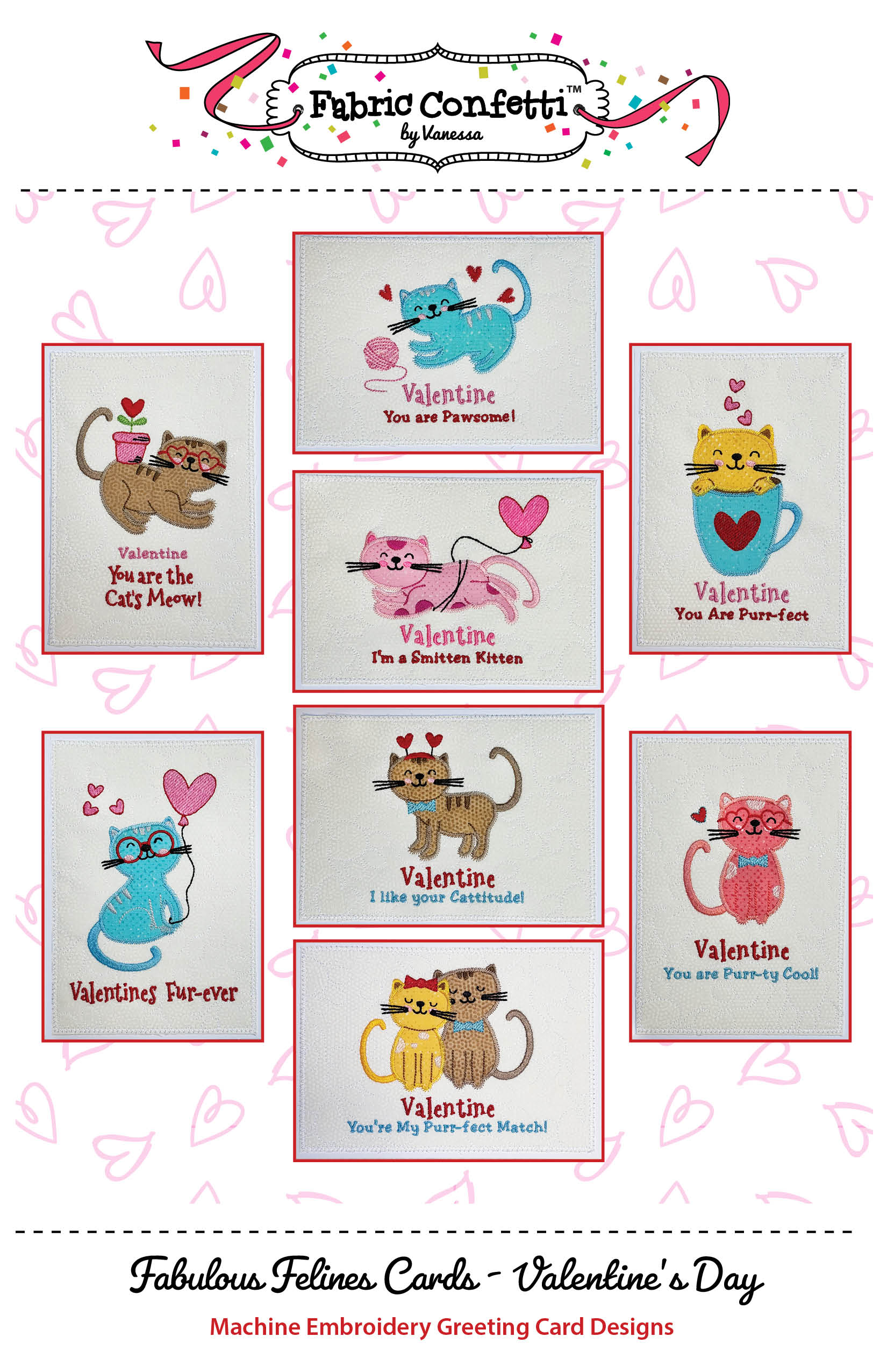 Fabulous Felines-Valentine's Day Greeting Cards – Fabric Confetti