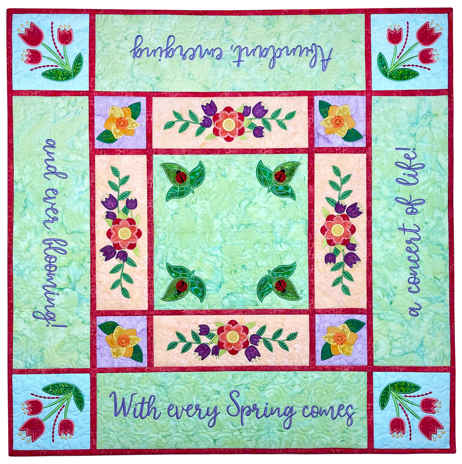 Spring Floral Table Topper for Machine Embroidery – Fabric Confetti